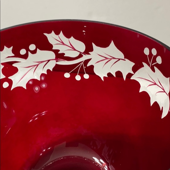 Teleflora | Holiday | Vintage Teleflora Etched Glass Ruby Red Bowl ...